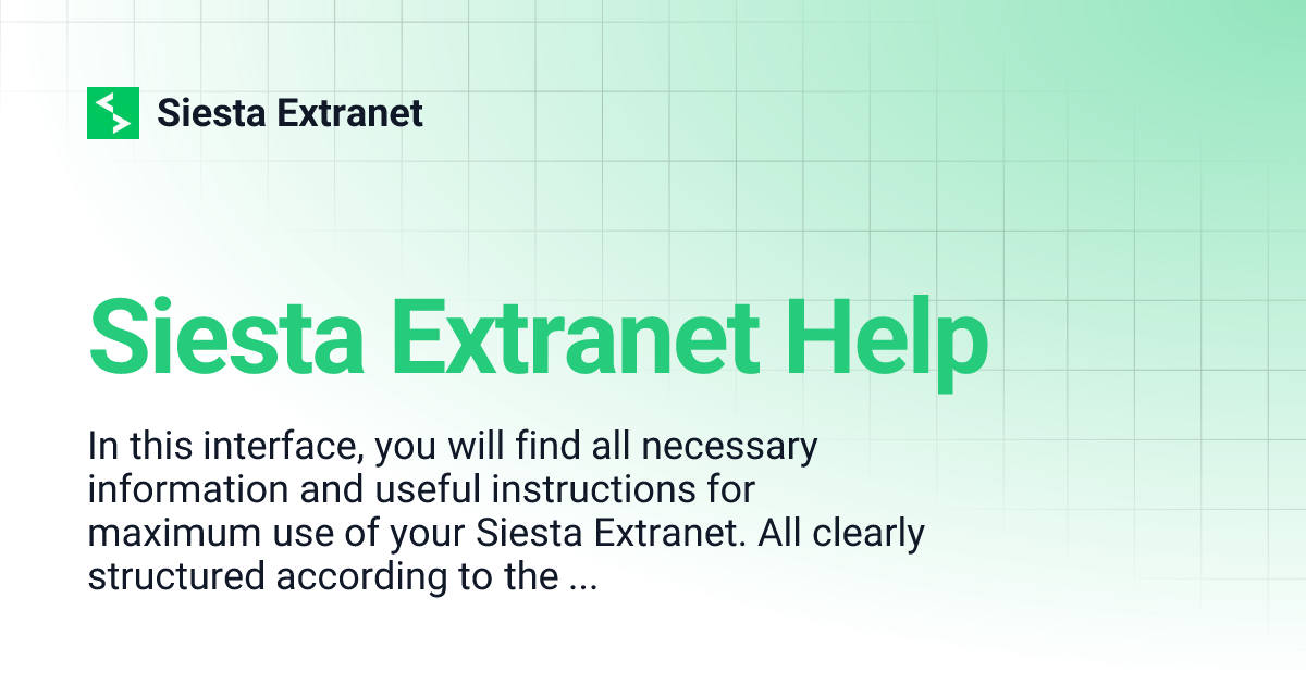 Siesta Extranet Help | Siesta Extranet